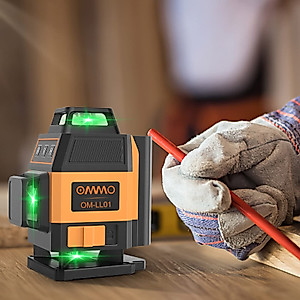 OMMO Laser Level, 16 Lines Green Laser Level Self Leveling Tool, 150ft Mini Laser Level Beam Tool with Two 360° Vertical and Two 360° Horizontal Lines, Magnetic Stand USB Cable Included