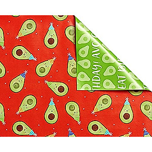 American Greetings Reversible All Occasion and Birthday Wrapping Paper, Punny Food (3 Rolls, 120 sq. ft.)