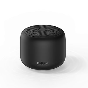 Bobtot Portable Bluetooth Speakers with Strap Easy to Carry, Wireless IPX5 Waterproof Mini Speaker with Loud Stereo Sound, 20 Hours Playtime, Rechargeable Battery, Built-in Microphone, Black