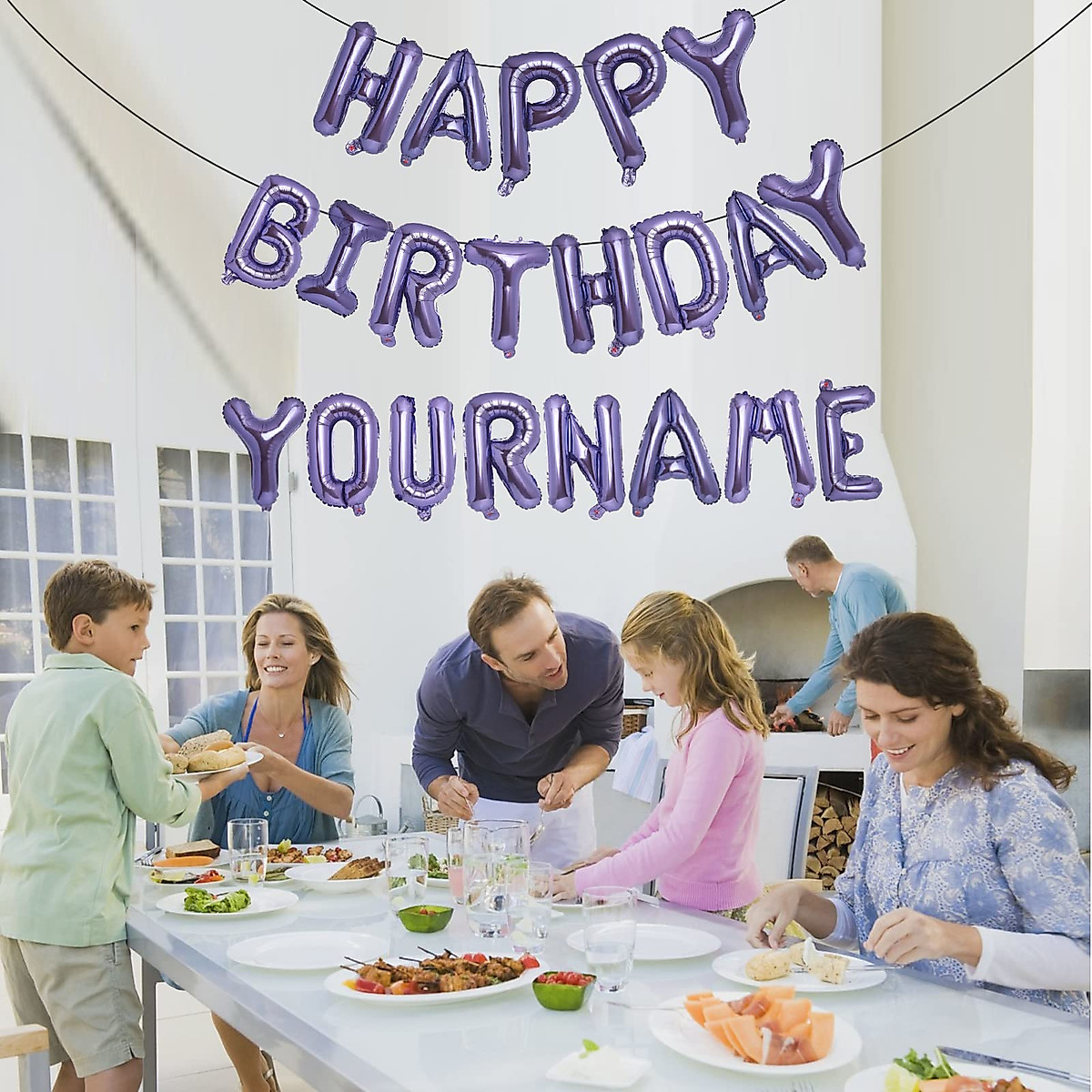 UWPVOWSR Purple Personalized Name Happy Birthday Balloon Banner Happy Birthday Balloon Letters Balloons 2 Sets A- Z 16 inch Mylar Foil Birthday Party Decorations for Kids Women Men Boys Girls Adults