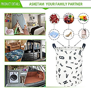 ASKETAM Fabric Laundry Basket Canvas Laundry Hamper for Dirty Clothes Toy Organizer Kid Nursery Room Decor Basket (letter)