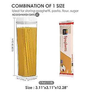 Airtight Food Storage Containers, Vtopmart 4 Pieces BPA Free Plastic Spaghetti Containers with Easy Lock Lids, for Kitchen Pantry Organization and Storage, Include 24 Labels