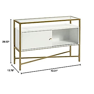Sauder Harper Heights Accent Table, L: 43.31" x W: 13.78" x H: 29.53", White Plank Finish