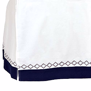Just Born Boys and Girls Newborn Infant Baby Toddler Nursery Dust Ruffle Beddding Crib Skirt, Navy/White, One Size
