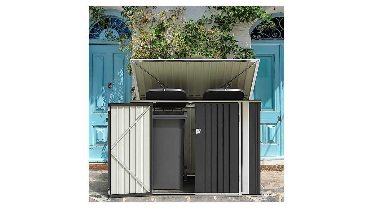 Greesum Metal Outdoor Storage Shed for Tools & Garbage