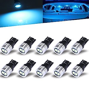 iBrightstar Extremely Bright 3030 Chipsets 168 175 194 2825 W5W T10 Wedge LED Bulbs for License Plate Interior Map Dome Trunk Lights, Ice Blue
