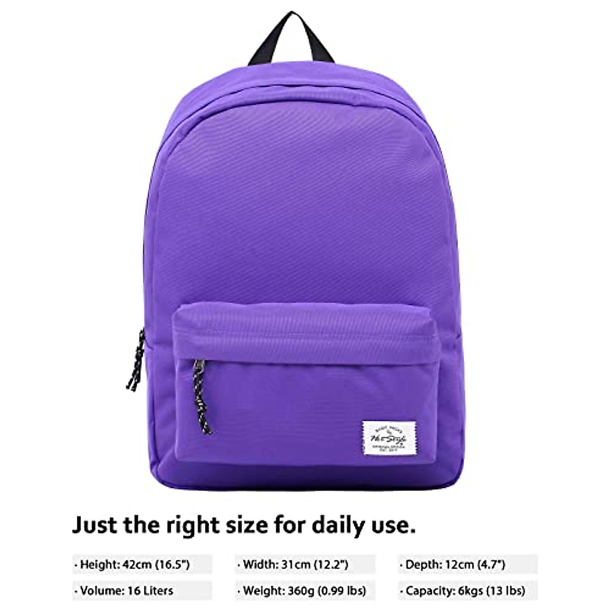 HotStyle SIMPLAY Classic School Backpack Bookbag, Purple