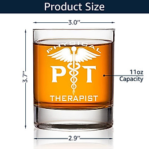 TOUNER PT Physical Therapy Whiskey Glass with Gift Box, Nurse Gift for Dentist, Dental, Medical, Hygienist, Doctor, Nurse, Coworker, Retirement Gifts for Doctor, Graduation Gift for Doctor