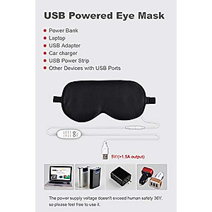 Emacombo Heated Eye Mask Reusable USB Silk Steaming Eye Mask with Temperature/Timer Control for Sleeping Eye Puffiness, Dry Eye, Tired Eyes, Blepharitis, Styes and Eye Bag