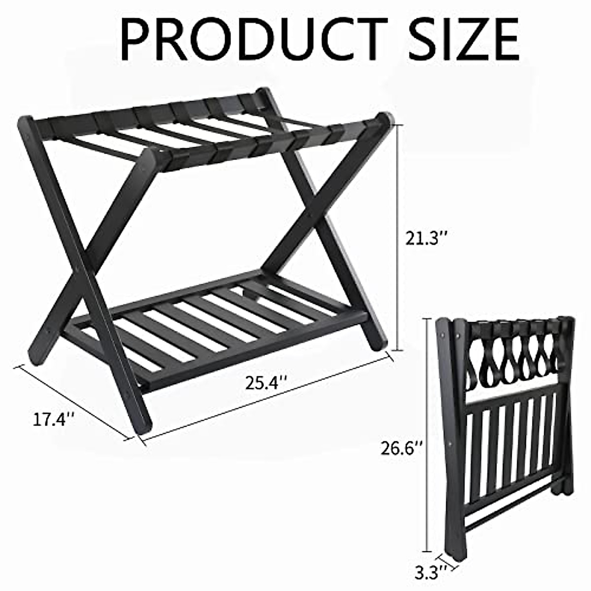 YLZENOBIA Luggage Rack, Folding Luggage Rack for Guest Room, Bedroom, Hotel, with Shoe Shelf…
