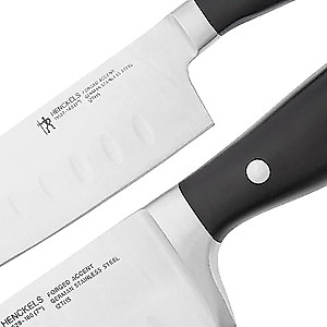 HENCKELS Forged Accent Razor-Sharp 2-pc Knife Set, Santoku Knife 5 Inch, Santoku Knife 7 Inch, German Engineered Informed by 100+ Years of Mastery,Black