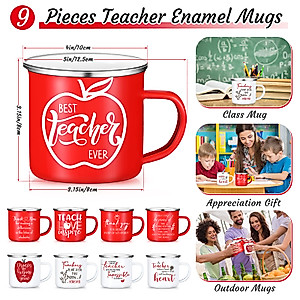 SEEWEY Teacher Thank You Christmas July Employee Appreciation Gift Bulk 12 oz Enamel Coffee Mug Inspirational Work Cups Birthday Teacher's Day Retirement Farewell Gifts for Women Coworker(9 Pcs)