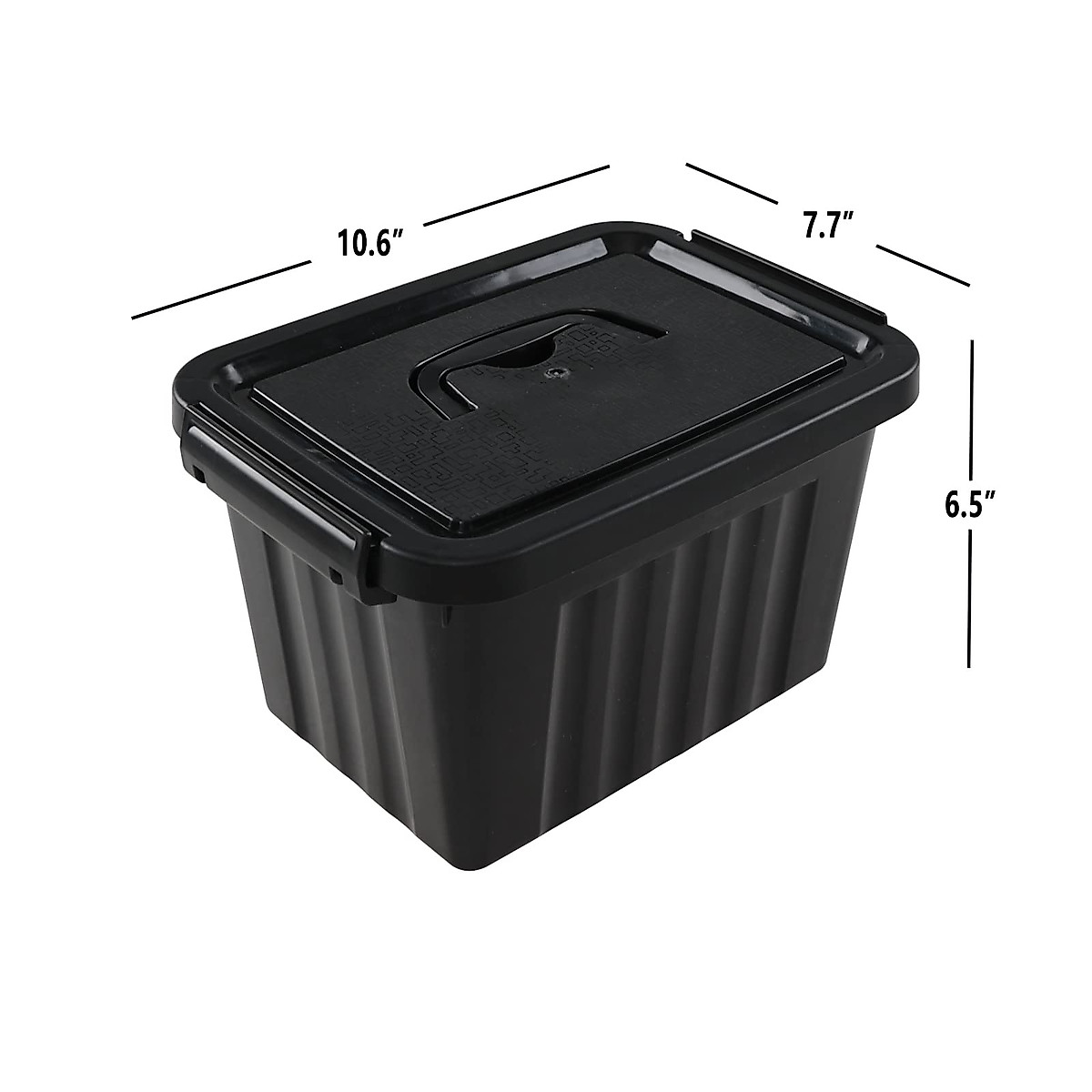 Buyitt 6 Packs Black Storage Bins with Lids, 6 QT Plastic Storage Containers