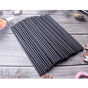 Sowaka 100 Pcs Plastic Straws Disposable Black Hot Drinking Coffee Stirrers for Chocolate Tea Cup Cocktail Party Supplies Favors Home Bar Water Cold Drink Accessories (7.87 inch/20 cm)