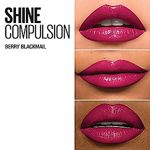 Maybelline Color Sensational Shine Compulsion Lipstick, Berry Blackmail, 1 Tube, 0.1 Ounce