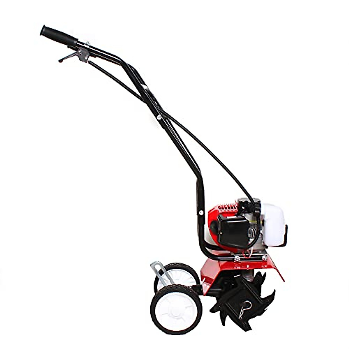 Small Garden Tiller Cultivator, Gas Powered 52cc Rototillers Air-Cooled 2 Stroke Engine Garden Yard Tilling Tool