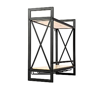 uyoyous Industrial Wine Racks 23.6 Inch Wall Mounted Wine Rack with Wine Bottles and Glass Holder 2-Tier Rustic Metal Hanging Wine Storage Display Shelf for Home Restaurant Bar