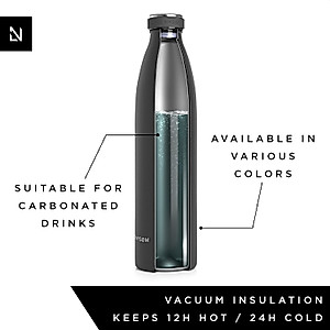 LARS NYSØM Stainless Steel Insulated Water Bottle 12oz 17oz 25oz 34oz 51oz | BPA-free Insulated Thermo Flask for Hot and Cold Beverages | Leakproof Drinking Bottle