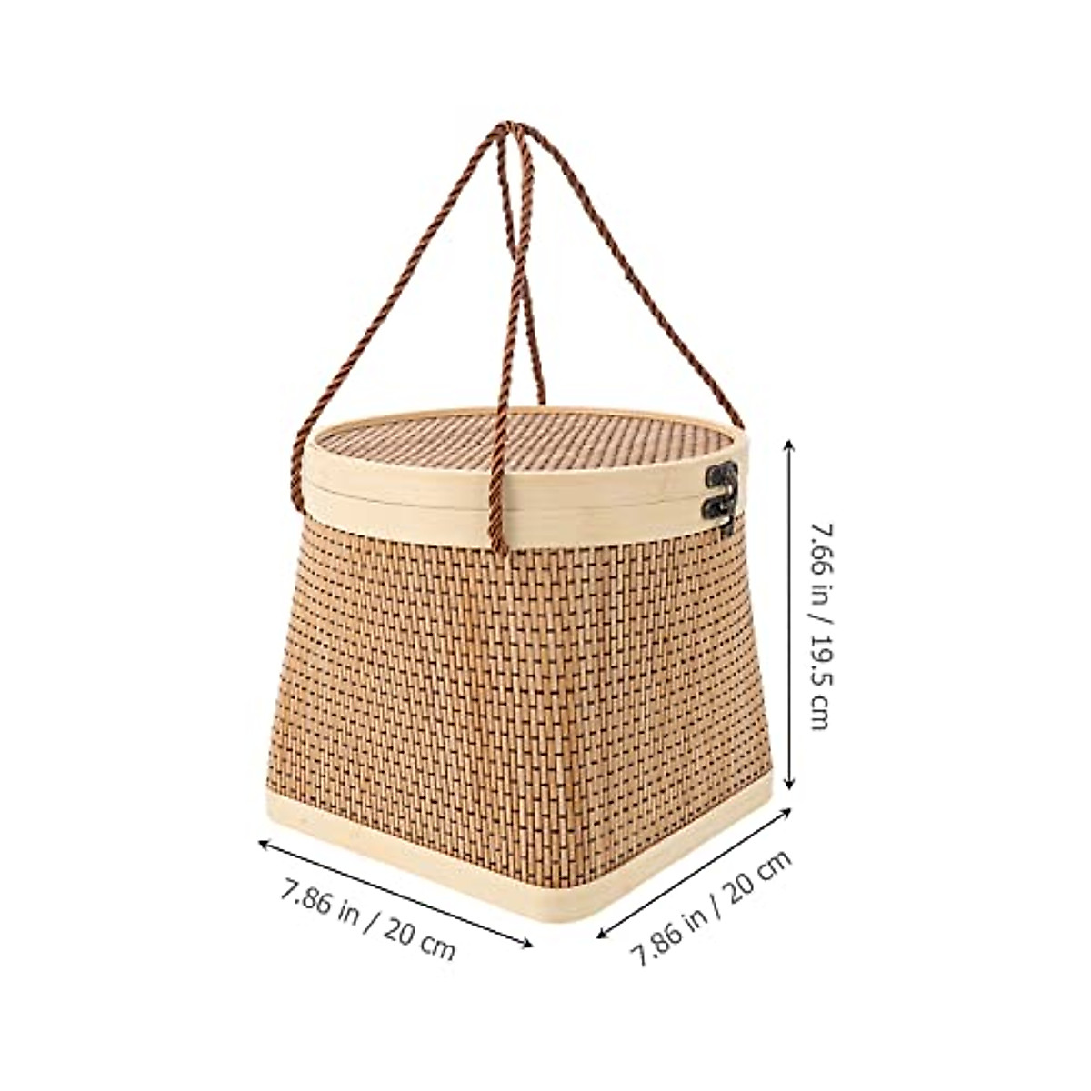 Angoily Wicker Baskets Wicker Basket Rattan Handwoven Basket with Handle and Lid Portable Rattan Egg Container Wooden Woven Storage Basket Organizer Bins Basket