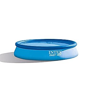 Intex 26175EH Easy Set 18 Feet by 48 Inch Round Inflatable Outdoor Backyard Above Ground Swimming Pool Set with Cover, Ladder, and Filter, Blue