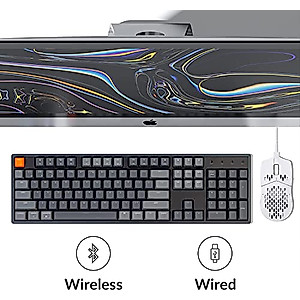 Keychron K10 RGB Full Size Layout Hot-Swappable Mechanical Keyboard for Mac Windows, Multitasking 104-Key Bluetooth Wireless/USB Wired Gaming Keyboard with Gateron G Pro Red Switch Aluminum Frame