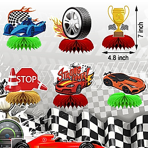 Race Car Party Decorations Race Car Happy Birthday Banner Race Car Hanging Swirls Car Themed Honeycomb Centerpieces for Race Car Birthday Baby Shower Party Supplies