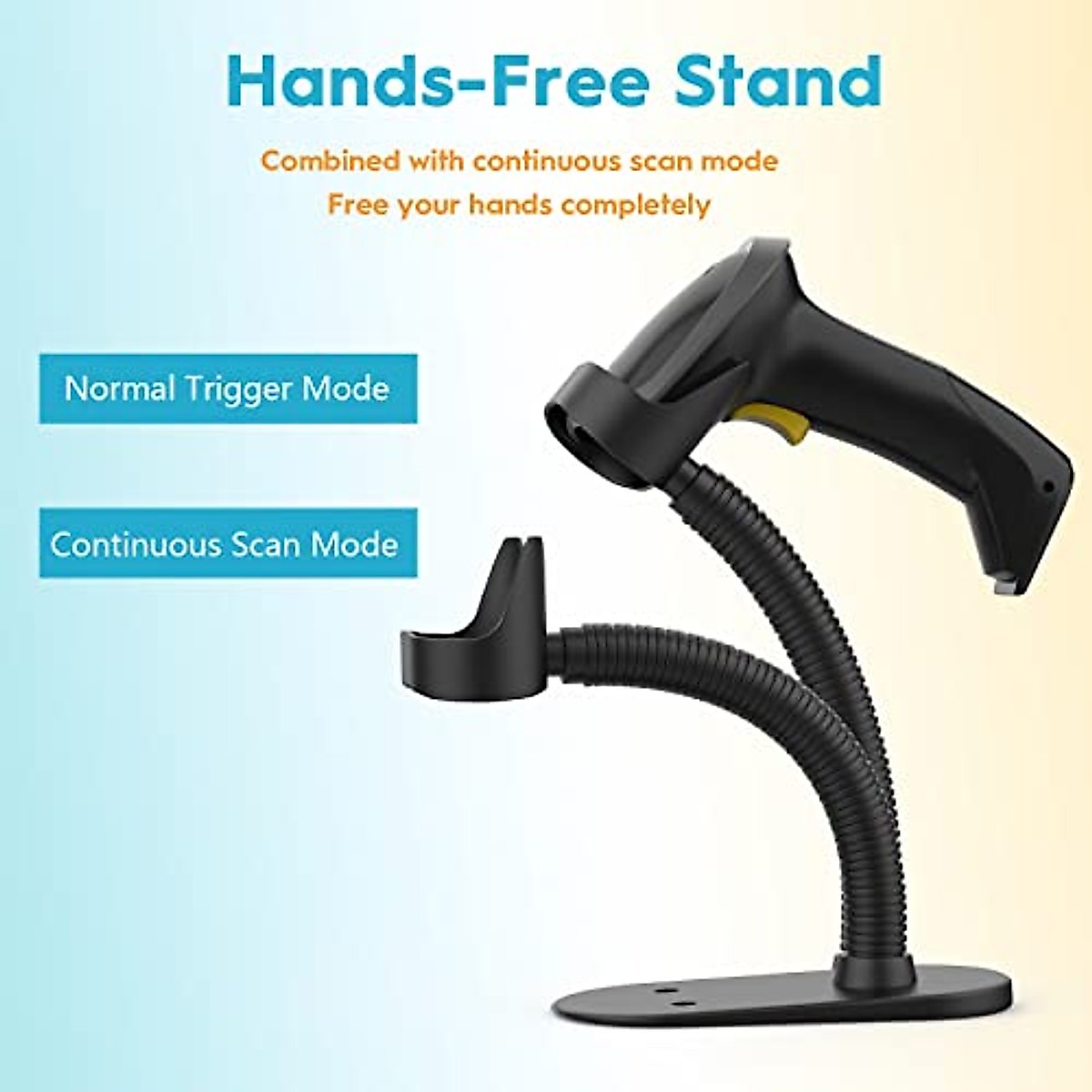 NADAMOO Wireless Barcode Scanner with Stand 2-in-1 2.4G Wireless & Wired USB Bar Code Scanner Handheld Laser Bar Code Reader Automatic Hand Scanner for Computer POS Warehouse Inventory Library