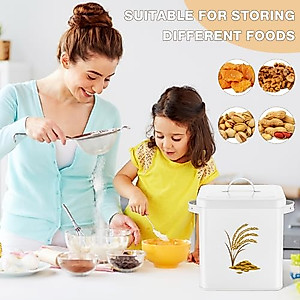 Hushee 2 Sets Metal Rice Storage Container Square Rice Container with Lid for Flour Bean Grain Cereal Pet Food(1.5 Gallon)