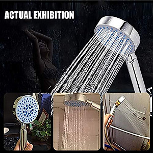 BIENKA Five Function Shower Head with Chrome Silica Gel Holes Water Saving Rainfall Showerhead Handheld Spray Nozzle Water Can