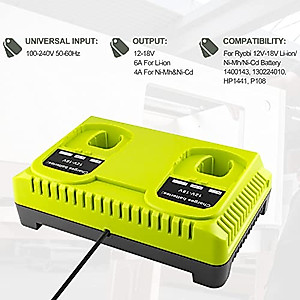 ADVNOVO P117 Dual Charger Replacement for Ryobi 18V Battery Charger P118 Compatible with Ryobi 12V to 18V One Plus NiCd NiMh Lithium Ion Battery P100 P101 P102 P103 P105 P107 P108 P200