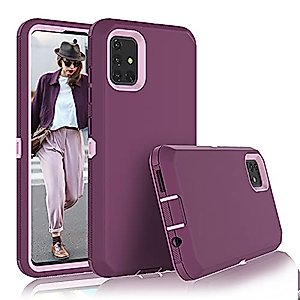 Tiflook for Galaxy A51 Case 4G (Not Fit A51 5G Version), Shockproof Heavy Duty Armor Rugged Hard Plastic Rubber Bumper 2-Layer Hybrid Protective Cover Case for Samsung Galaxy A51, Pinkish Purple