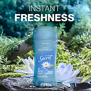 Secret Fresh Antiperspirant Deodorant for Women, 72hr Breathable Sweat & Odor Protection, Instant Freshness & Gentle, PH Balancing Minerals, Clear Gel, Cool Waterlily Scent, 2.6 oz (Pack of 3)
