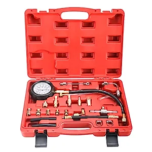 KUNTEC 0-140PS Fuel Injection Pressure Tester Gauge Kit Gasoline Gas Fuel Oil Injector Test Set for Auto Truck SUV Motorcycle