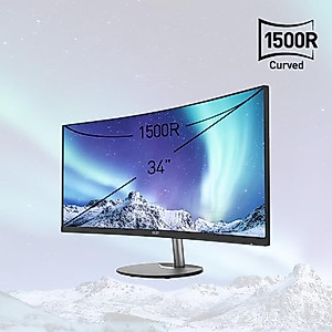 MSI Pro MP341CQ, 34" Monitor, 3440 x 1440(UWQHD) VA, 100Hz, TUV Certified Eyesight Protection, 4ms, Displayport, HDMI, Tilt, Black