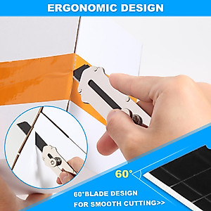 wapstibck 5 PACK Utility Knife Set, Stainless Steel Heavy Duty Multifunctional Retractable Box Cutter with 50 PCS SK5 Blades for Cardboard Packages Boxes Paper