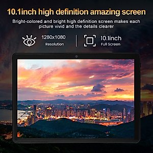 ufehgfjh Upgraded 2+16g 10.1 Inch Android 10.0 System Tablet Pc HD Screen WiFi Bluetooth Voice Call Game Video Learning Tablet Dual Sim Dual Standby Full Netcom 4000mah Battery (Black)