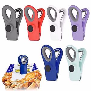 zchen Chip Clips with Magnet, Food Clips, Bag Clips to the Refrigerator, Magnet Clips for Food Airtight Seal Kitchen Storage.(Multicolored 6 PCS)