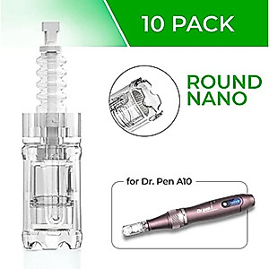 Dr. Pen Ultima A10 Replacement Cartridges - (10 PACK) - 0.25mm Round Nano Cartridges Bayonet Slot - Disposable Replacement Parts
