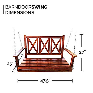 BACKYARD EXPRESSIONS PATIO · HOME · GARDEN 914894 4ft. Rustic Finished Fir Wood (2) Person Porch Swing | Capacity 450lbs, Mahogany