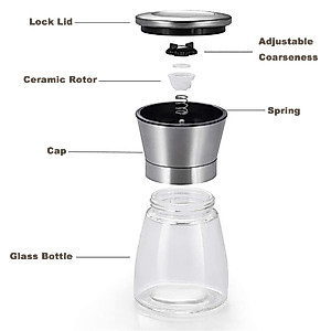 Stainless Steel Salt And Pepper Mill Grinder, Spice Glass Muller, Hand Mill Grinding Bottle, Kitchen Gadgets Glass Tools