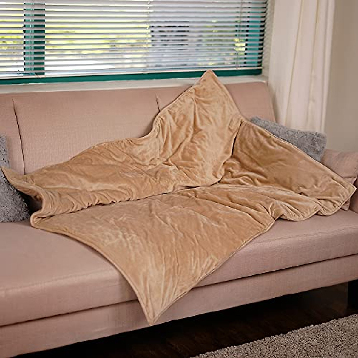 ZooVaa Minky Weighted Blanket Compression Throw Quilt w/Glass Beads