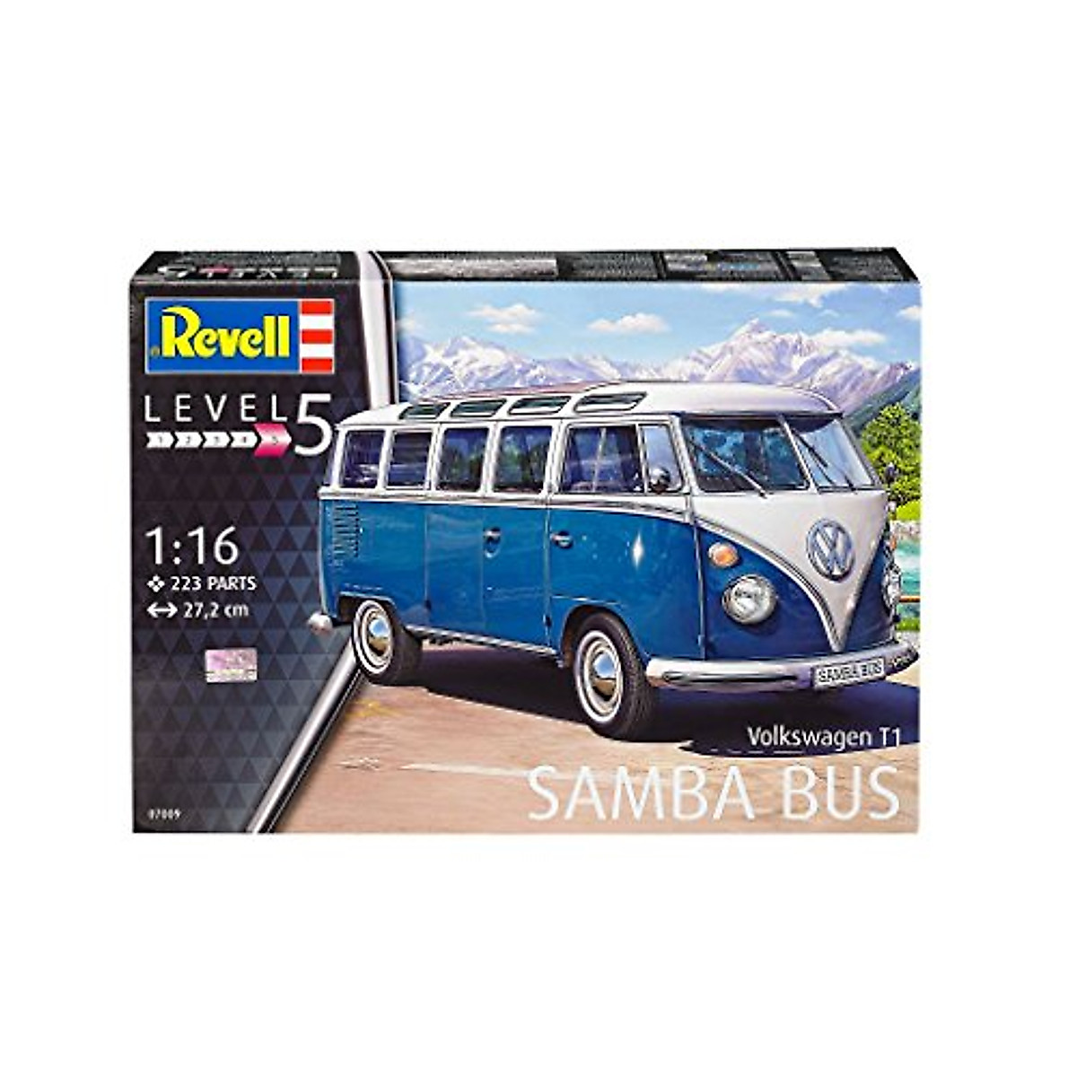 Revell 07009 Volkswagen T1 Samba Bus Model Kit, 1:16 Scale 27.2 cm, Multi-Color, 223