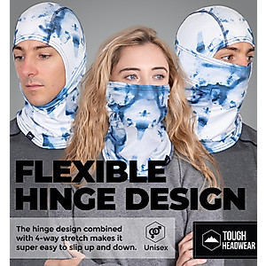 Tough Headwear Black Balaclava Ski Mask - Summer Motorcyle Face Mask, Bike Mask & Shiesty Mask for Men & Women - Blue/White