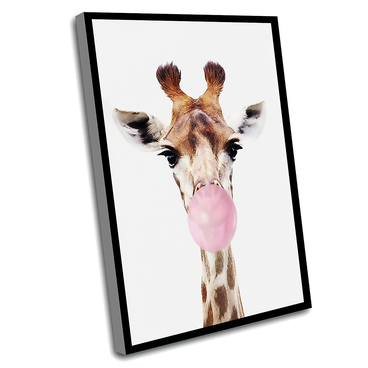 Baby Nursery Wall Art,Giraffe Bubble Gum,Printable Art,Nursery Decor,Giraffe,Animal Art,Bubble Gum Giraffe,Animal Bubble Gum,Kids Room Decor For Girls & Boys,Giraffe Print,12x16 Inch Framed Wall Art