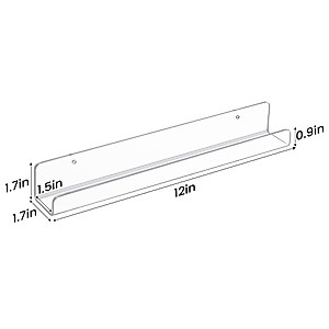 upsimples 8 Pack Vinyl Record Wall Mount Shelves, 12" Vinyl Holder for Album Record Storage & Display, Clear Acrylic Floating Shelves for Wall Decor, Kids Bookshelf, Magazine Rack, Picture Ledge