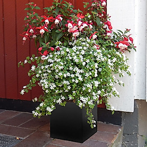 Galvanized Steel Planter Box Black Metal Planter Large Square Indoor Outdoor Planters Cube Steel Heavy Duty Flower Pot 20Inch Powder Coating Modern Commercial Residential for Patio, Deck, Yard, Garden