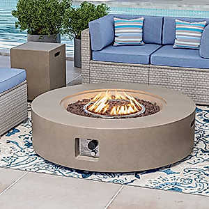 COSIEST 2-Piece Outdoor Propane Firepit Table Set w Tank Table, 40.5-inch Gray Fire Table (50,000 BTU) w 16 inches Tank Cover Side Table 20lb for Garden,Pool,Backyard