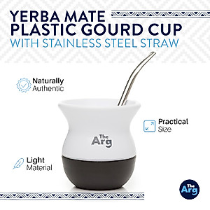 THEARG | Yerba Mate Plastic Gourd Cup with Stainless Steel Straw | Self-Clean Modern Plastic Gourd Design - Yerba Mate Cup and Bombilla Set from Argentina