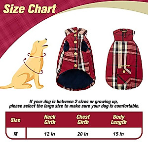 EXPAWLORER Warm Dog Coat - Cold Weather Windproof Dog Fleece Coat for Winter, British Style Plaid Dog Jacket Cloth for Small Medium Large Dogs