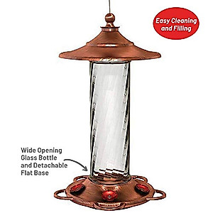 More Birds Glory Hummingbird Feeder, Glass Hummingbird Feeders for Outdoors, 5 Feeding Stations, 13 Ounces
